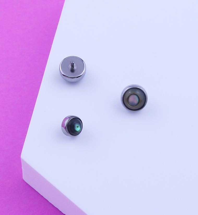 Bezel Abalone Shell Titanium Internally Threaded Top | UrbanBodyJewelry.com