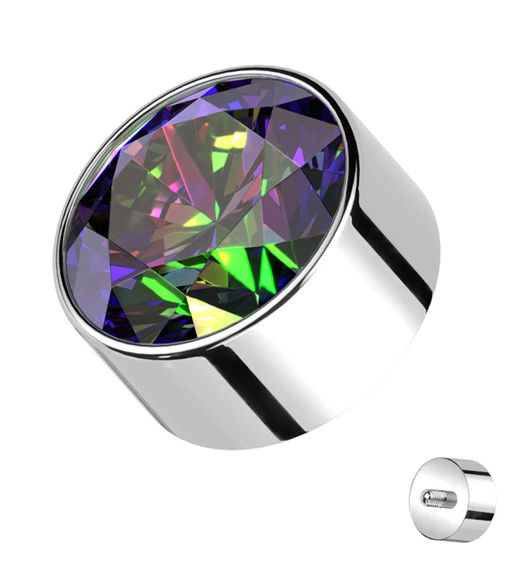 Bezel Black Aurora CZ Internally Threaded Top | UrbanBodyJewelry.com