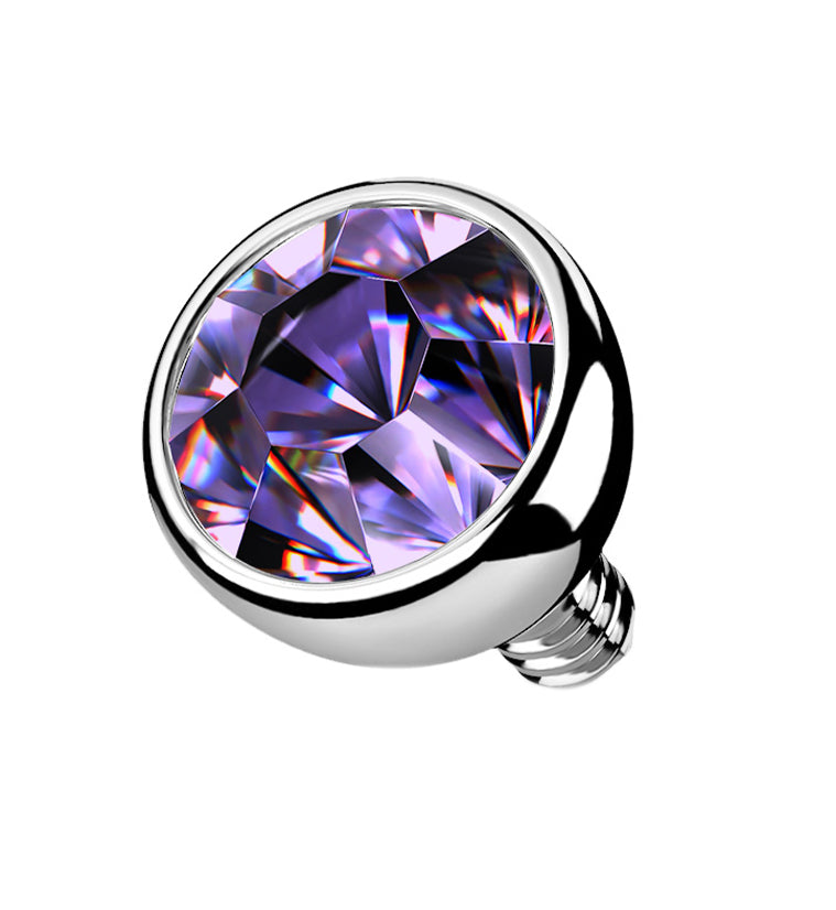 Bezel Purple CZ Titanium Internally Threaded Top | UrbanBodyJewelry.com