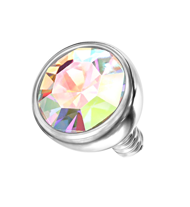 Bezel Rainbow Aurora CZ Stainless Steel Internally Threaded Top ...