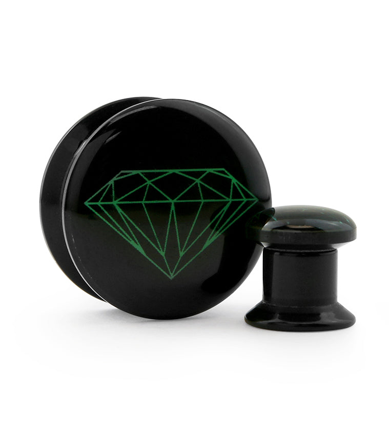 Black & Blue Diamond Acrylic Plugs (2G - 3/4") | UrbanBodyJewelry.com