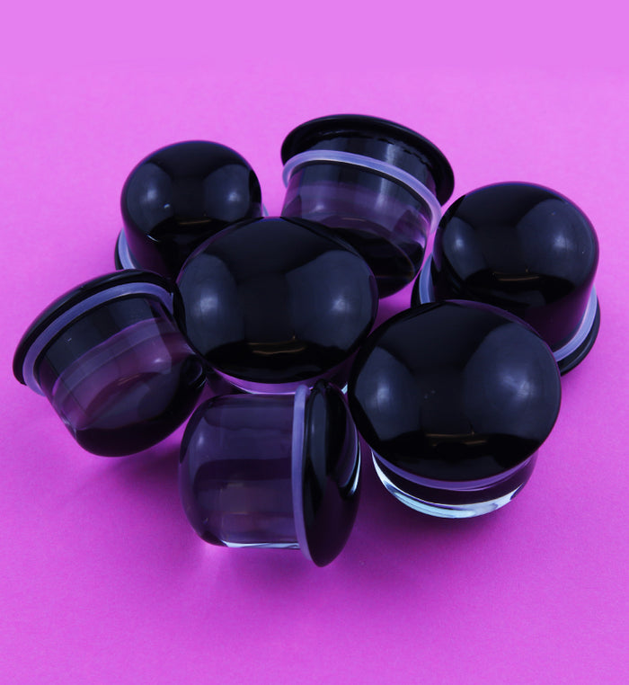 Single Flare Black Glass Plugs (16G - 1")