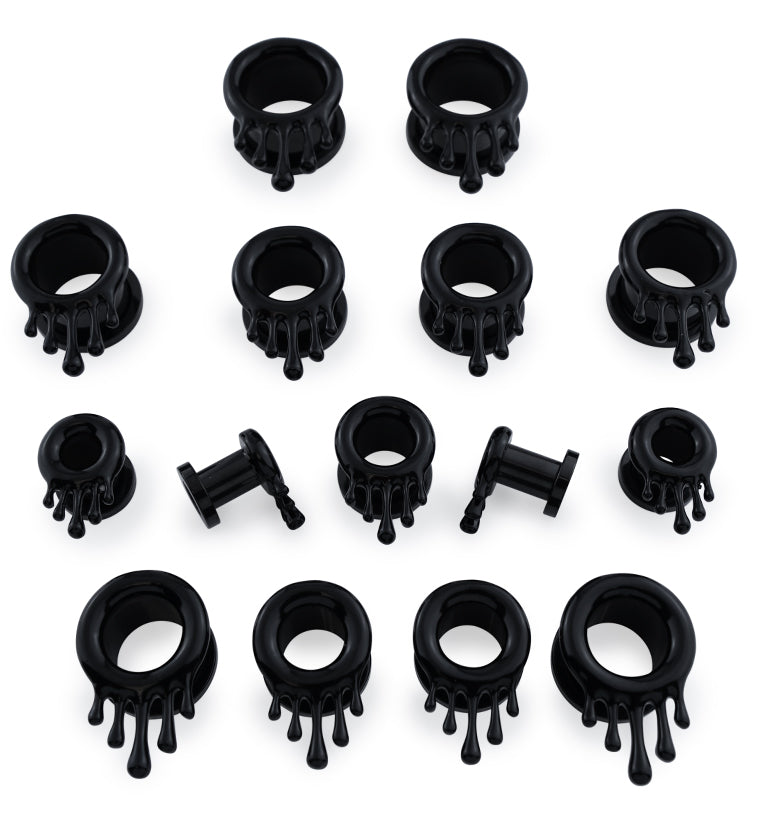 Black PVD Dripping Stainless Steel Screw Back Tunnel Plugs (2G - 5/8 ...
