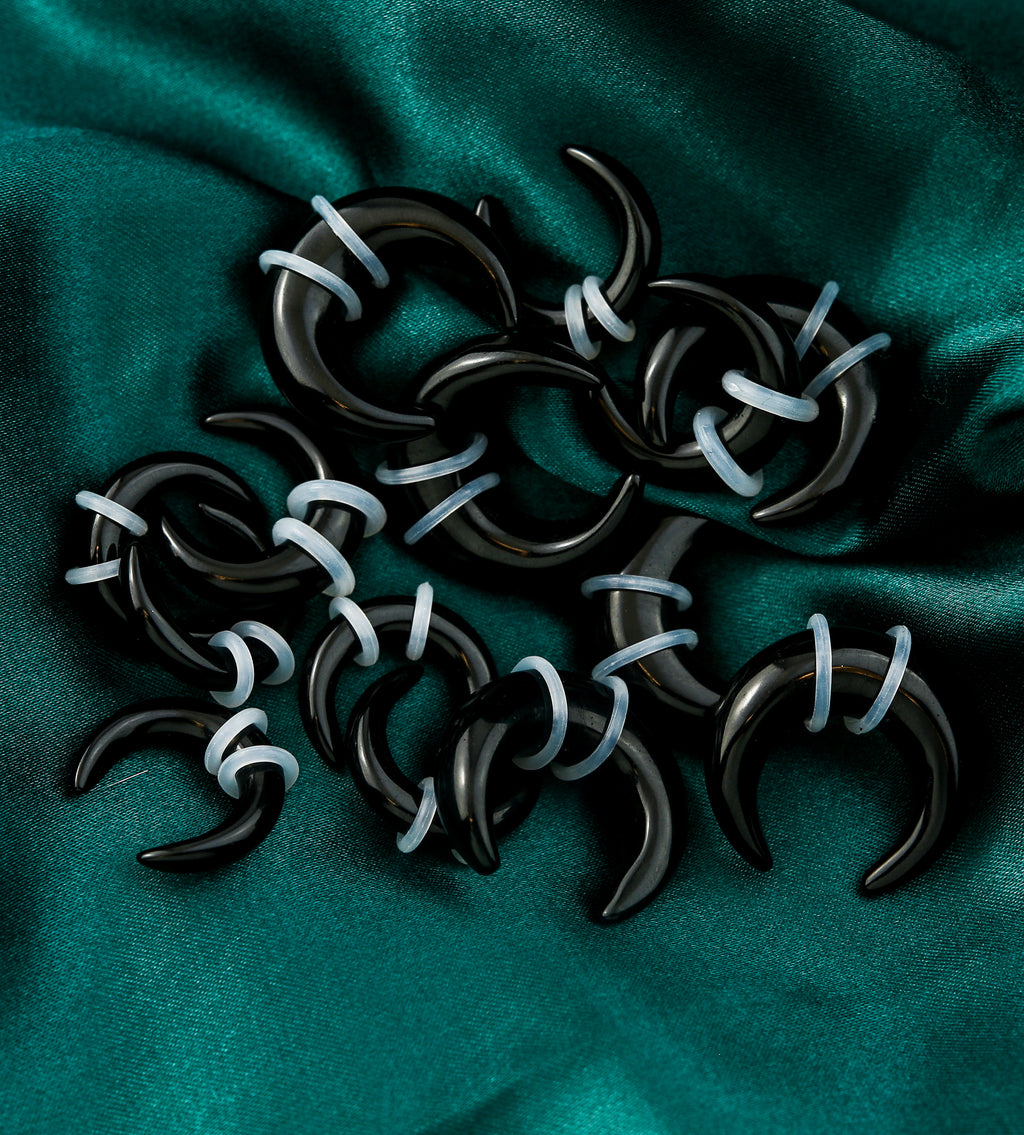 Black Obsidian Stone Pinchers (6 Gauge - 1/2") | UrbanBodyJewelry.com