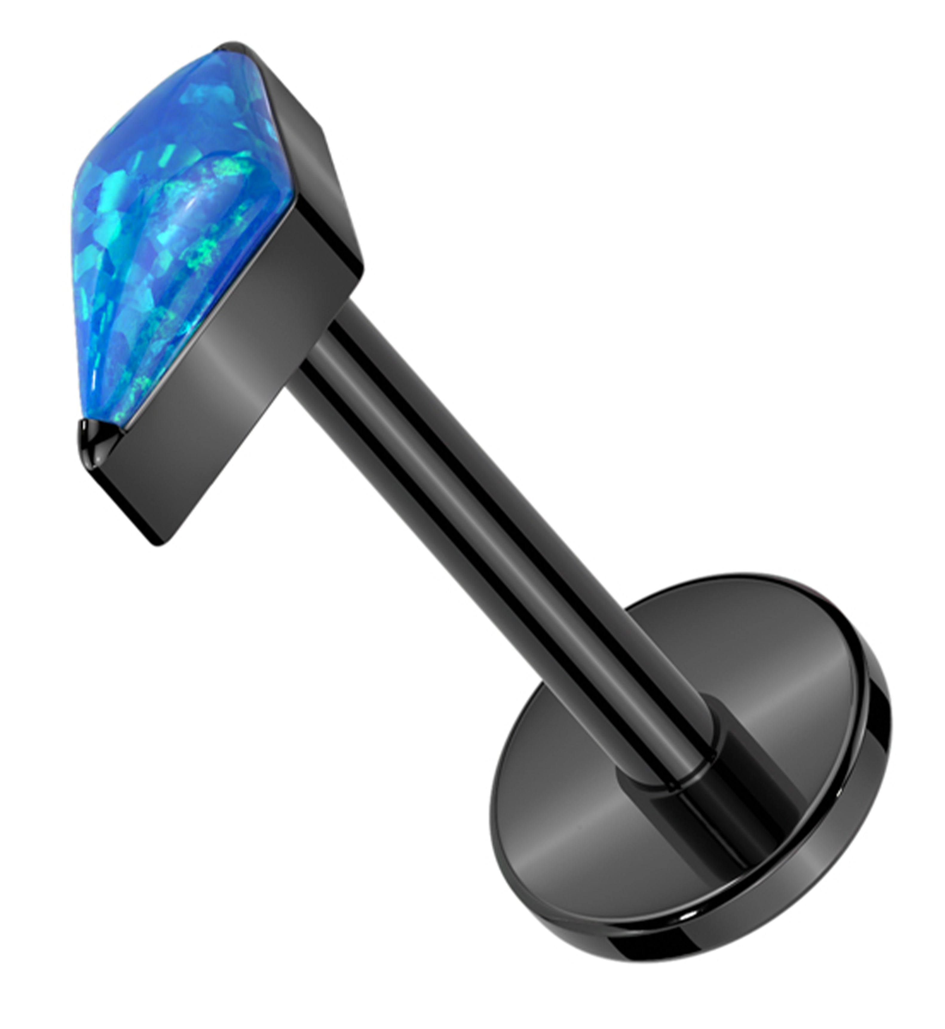 Black PVD Abyss Blue Opalite Titanium Threadless Labret ...