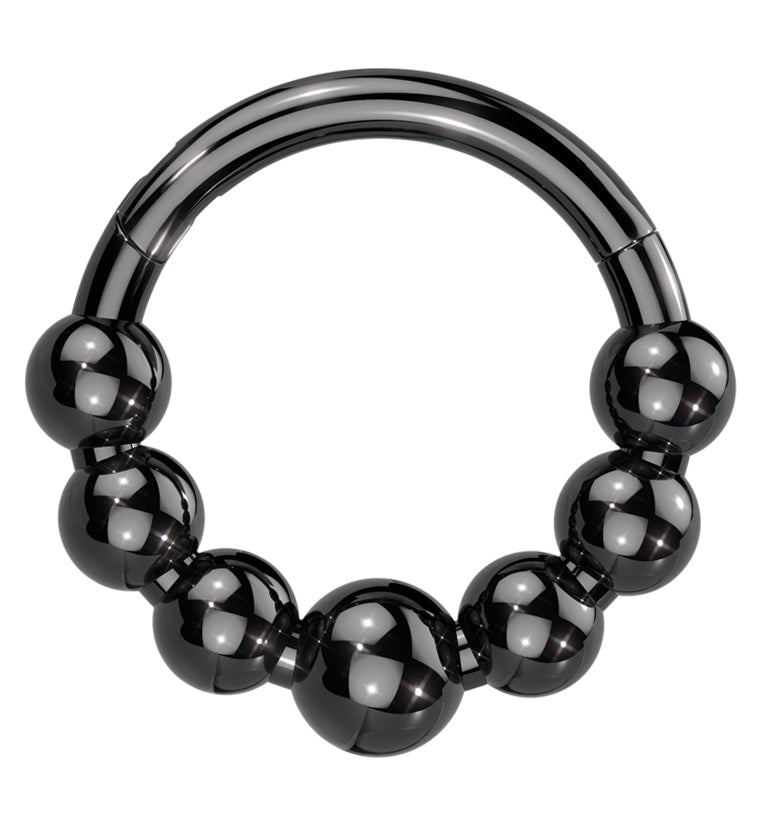 Black PVD Beaded Titanium Hinged Segment Ring | UrbanBodyJewelry.com