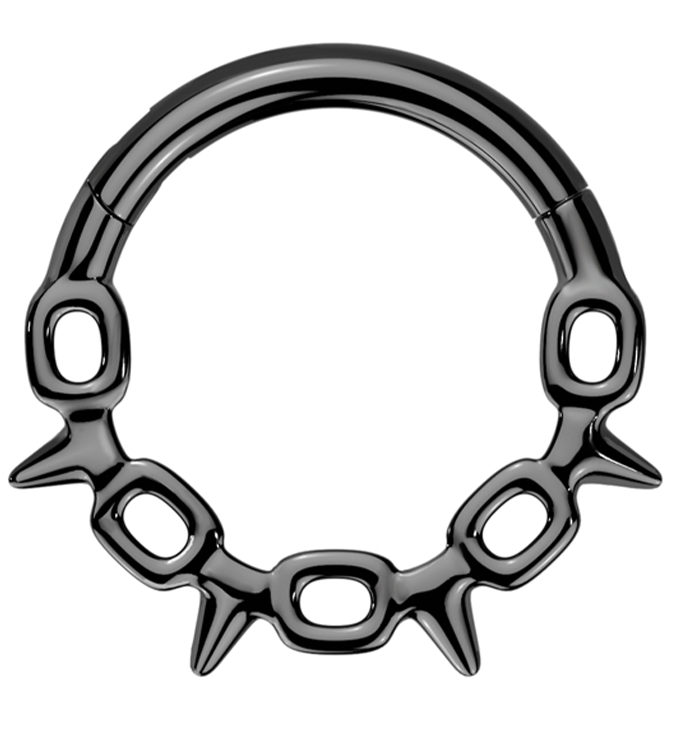 Black PVD Chain Link Spikes Stainless Steel Hinged Segment Ring ...