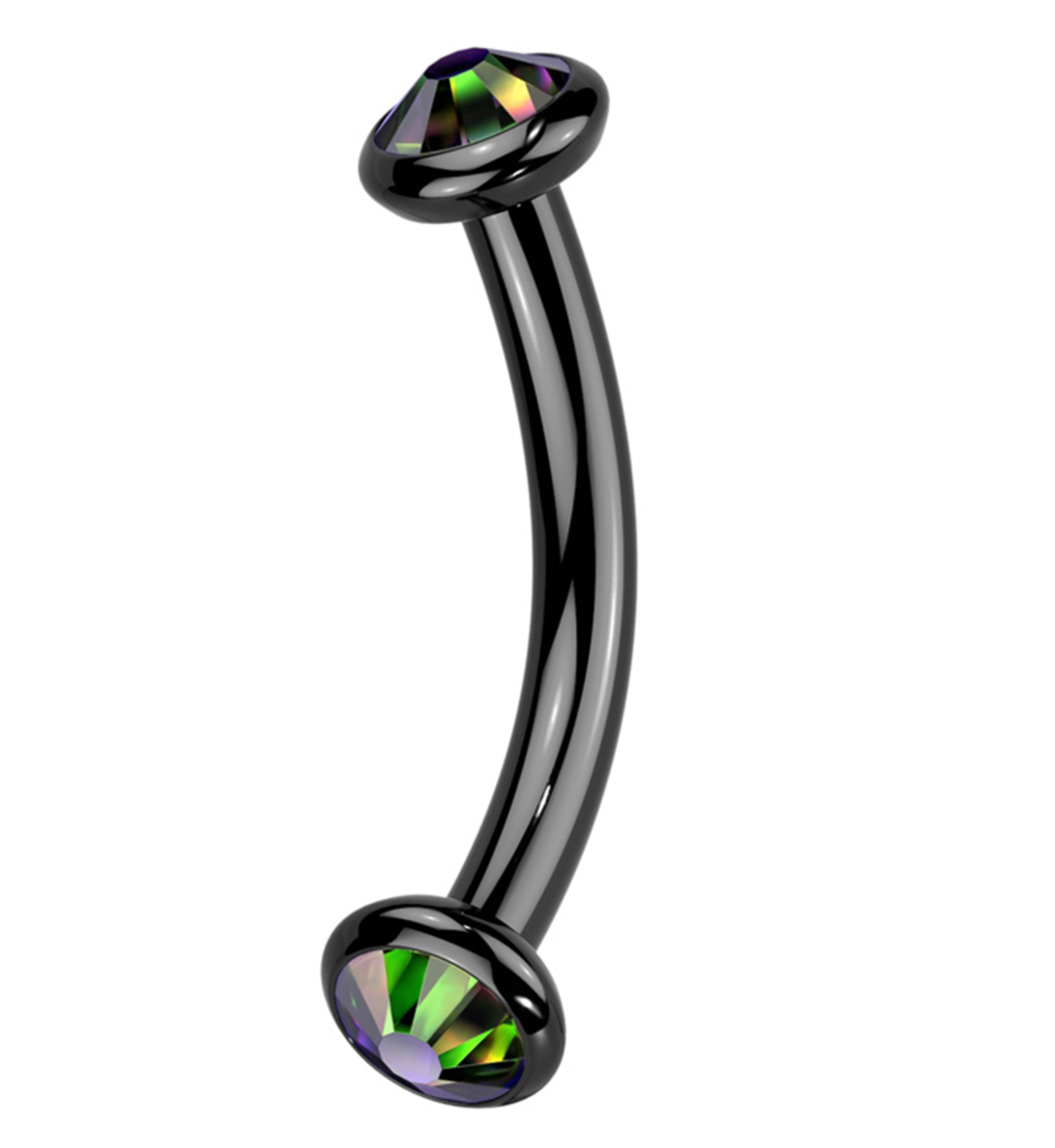 Black PVD Double Bezel Black Aurora CZ Internally Threaded Titanium Cu ...