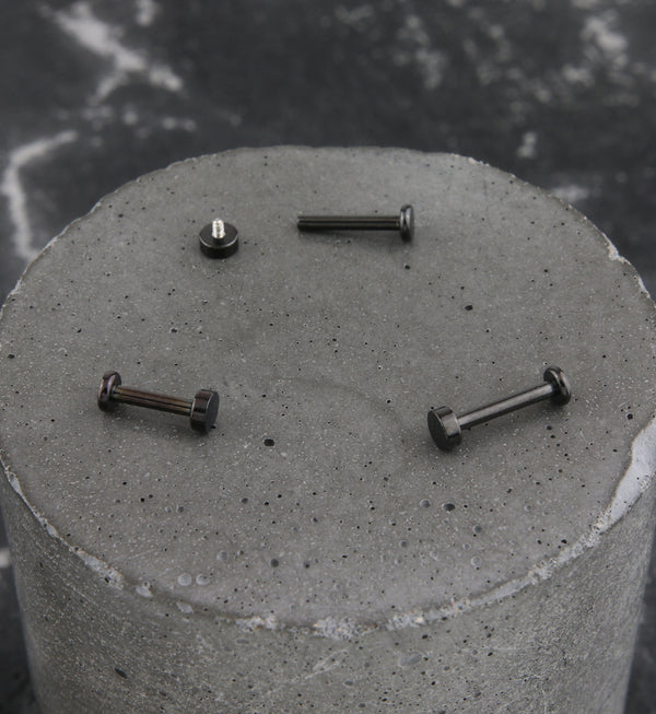 Black PVD Flat Disk Internally Threaded Titanium Labret