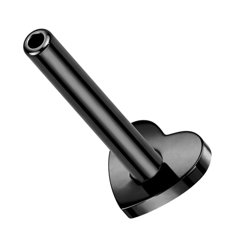 Black PVD Heart Internally Threaded Titanium Flat Back Labret (Post On ...