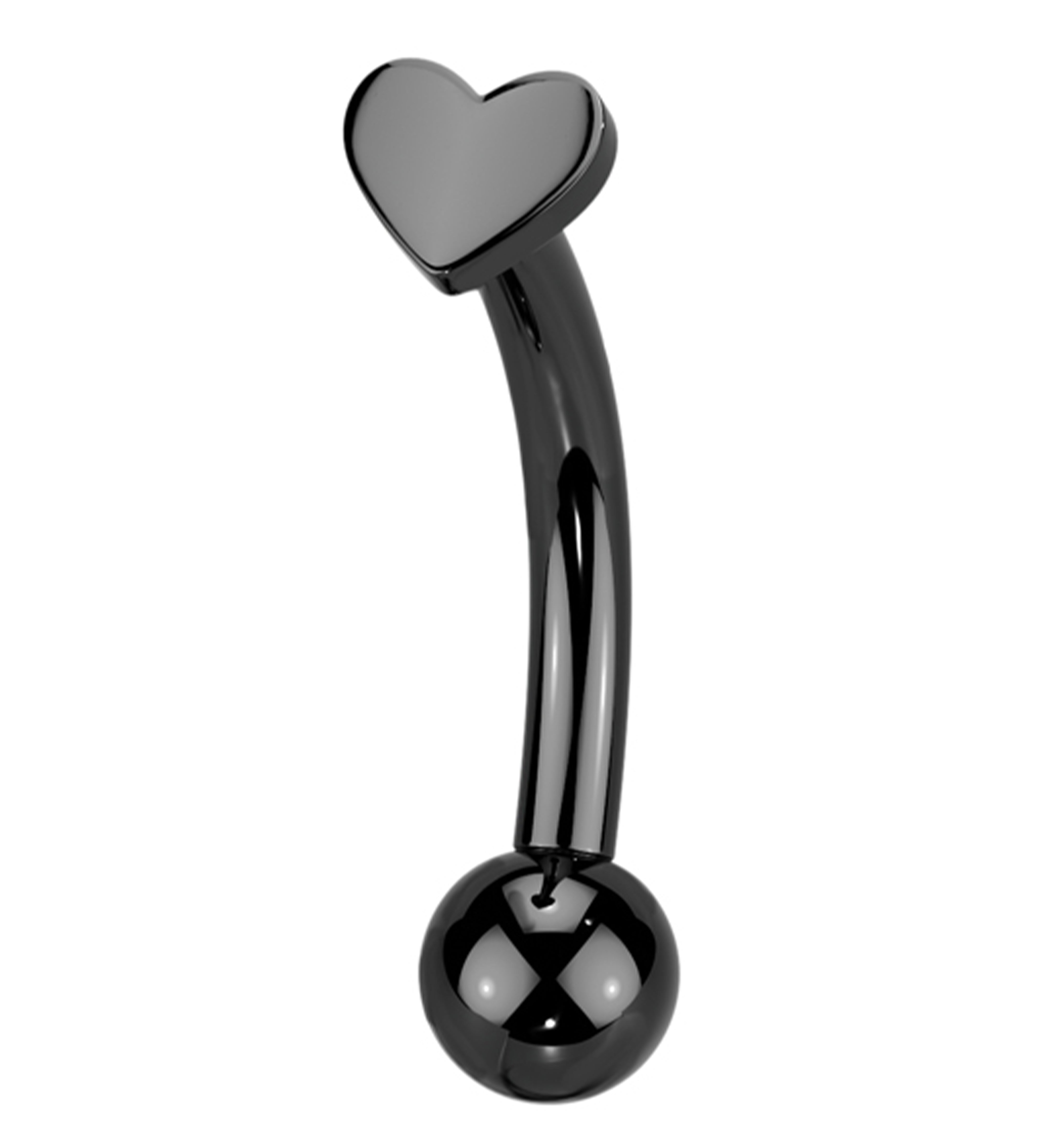 Black PVD Heart Titanium Threadless Curved Eyebrow Barbell ...