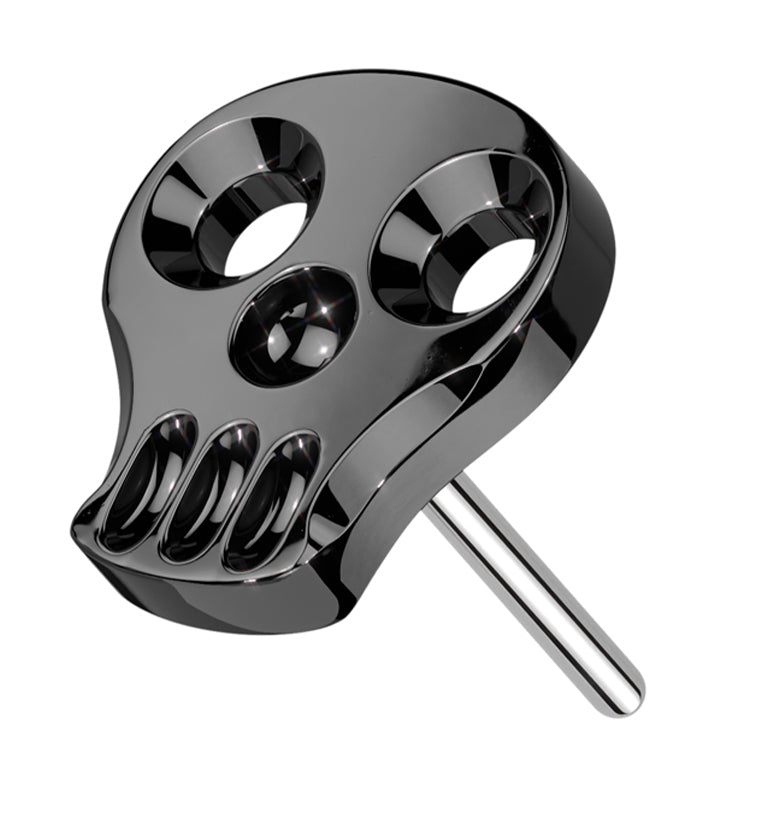 Black PVD Skull Face Titanium Threadless Top | UrbanBodyJewelry.com