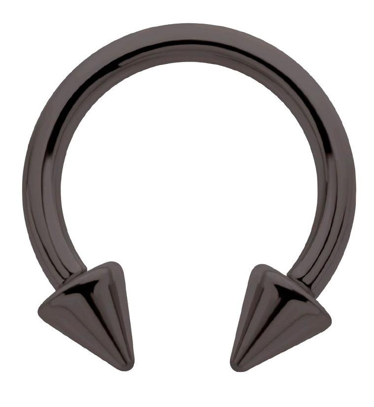 Black PVD Spike Internally Threaded Titanium Circular Barbell ...
