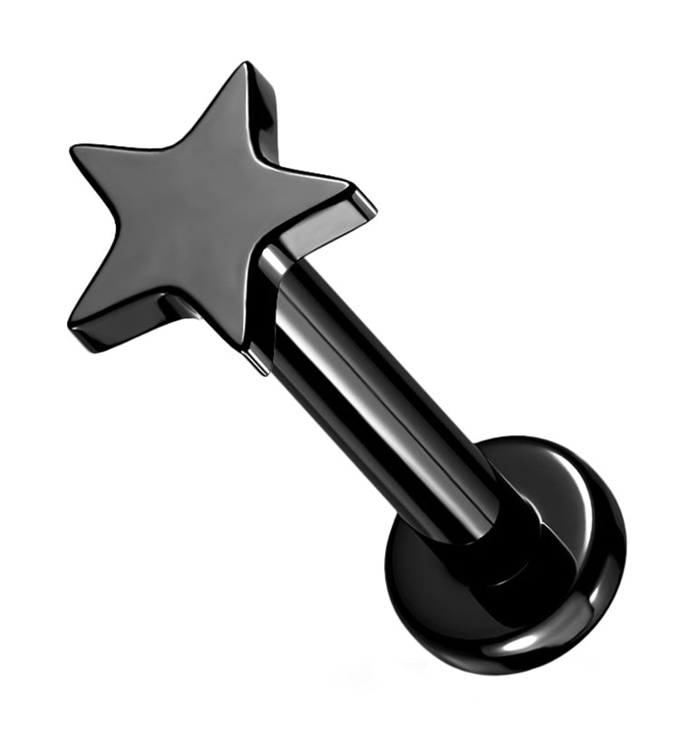 Black PVD Star Internally Threaded Titanium Labret | UrbanBodyJewelry.com