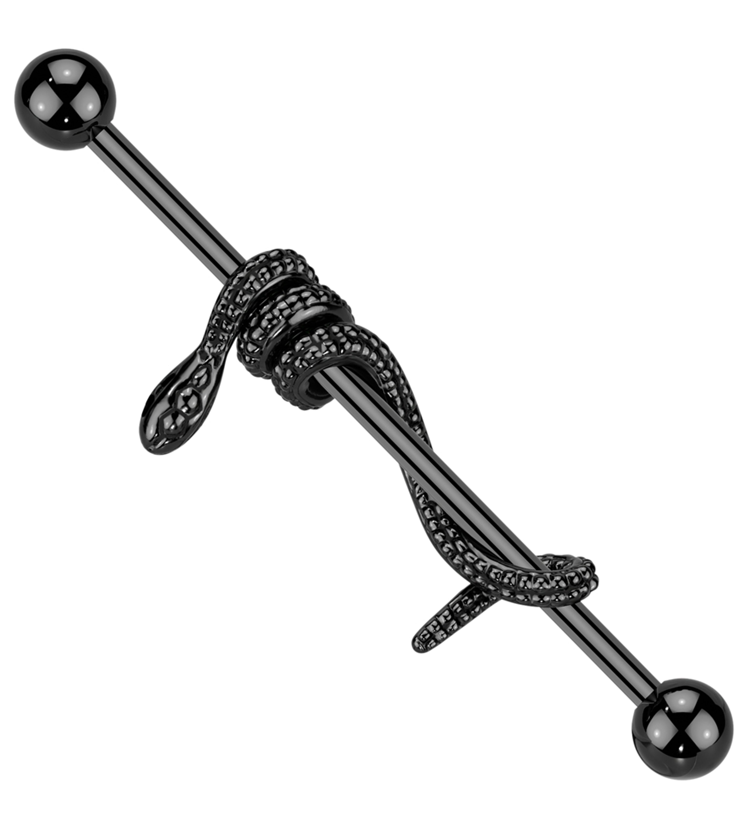 Black PVD Wrapped Snake Stainless Steel Industrial Barbell ...