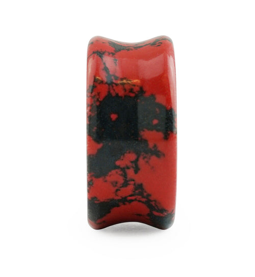 Red And Black Howlite Stone Plugs (2G - 1