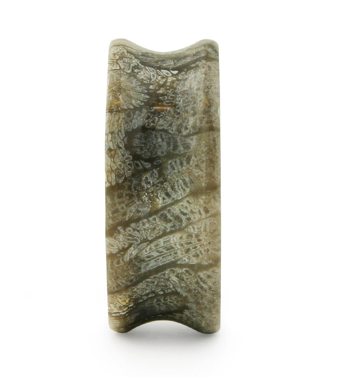 Blue Fossilized Coral Stone Plugs (0 Gauge - 2 Inch)