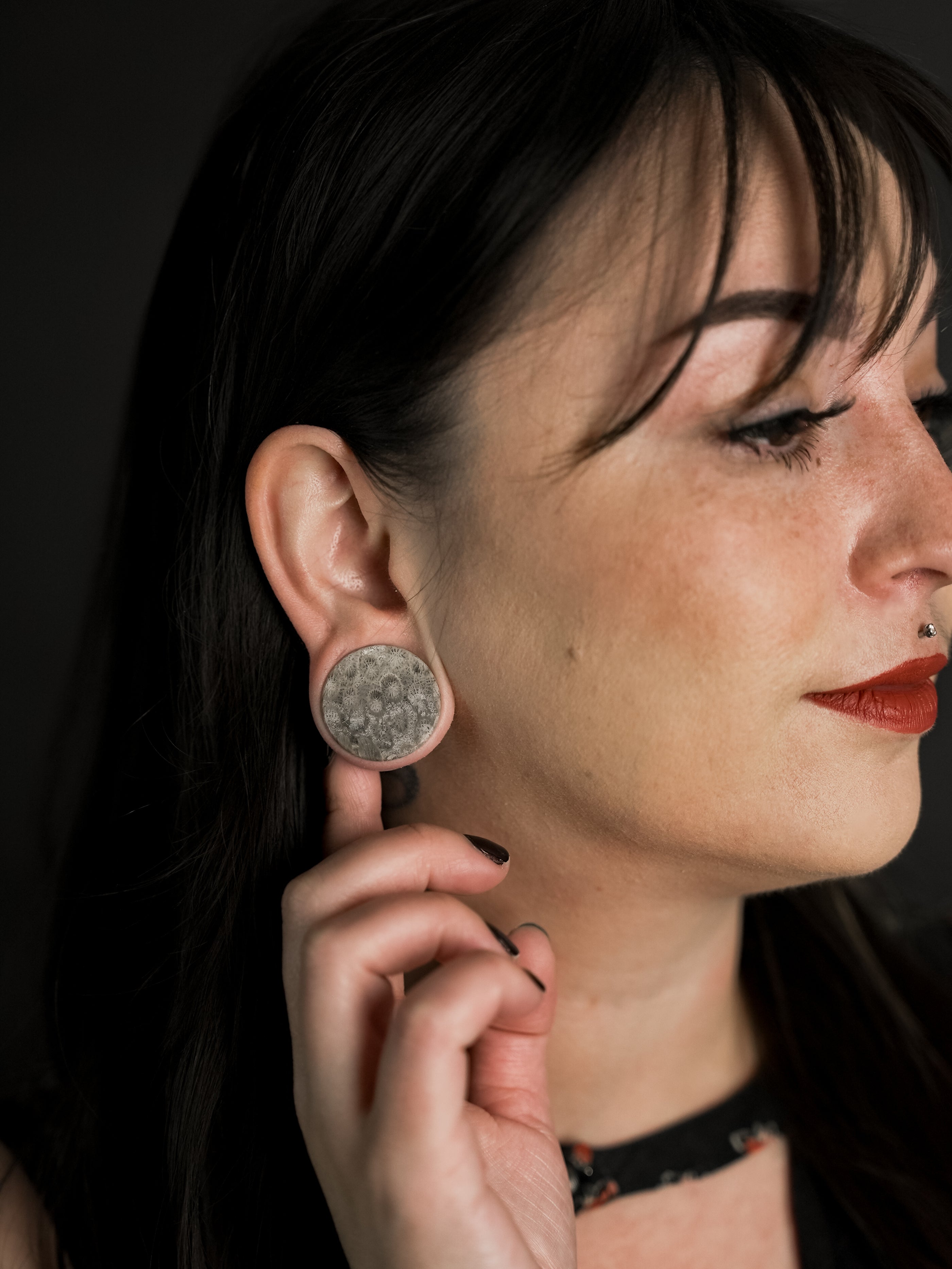 Blue Fossilized Coral Stone Plugs (0 Gauge - 2 Inch)