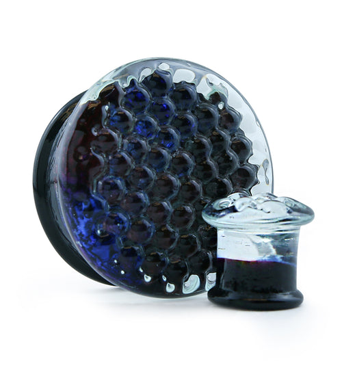 Blurple Hammered Glass Double Flare Plugs