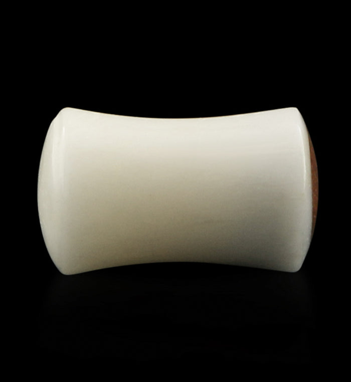 White Bone Plugs with Saba Wood Inlay (8G - 0G)