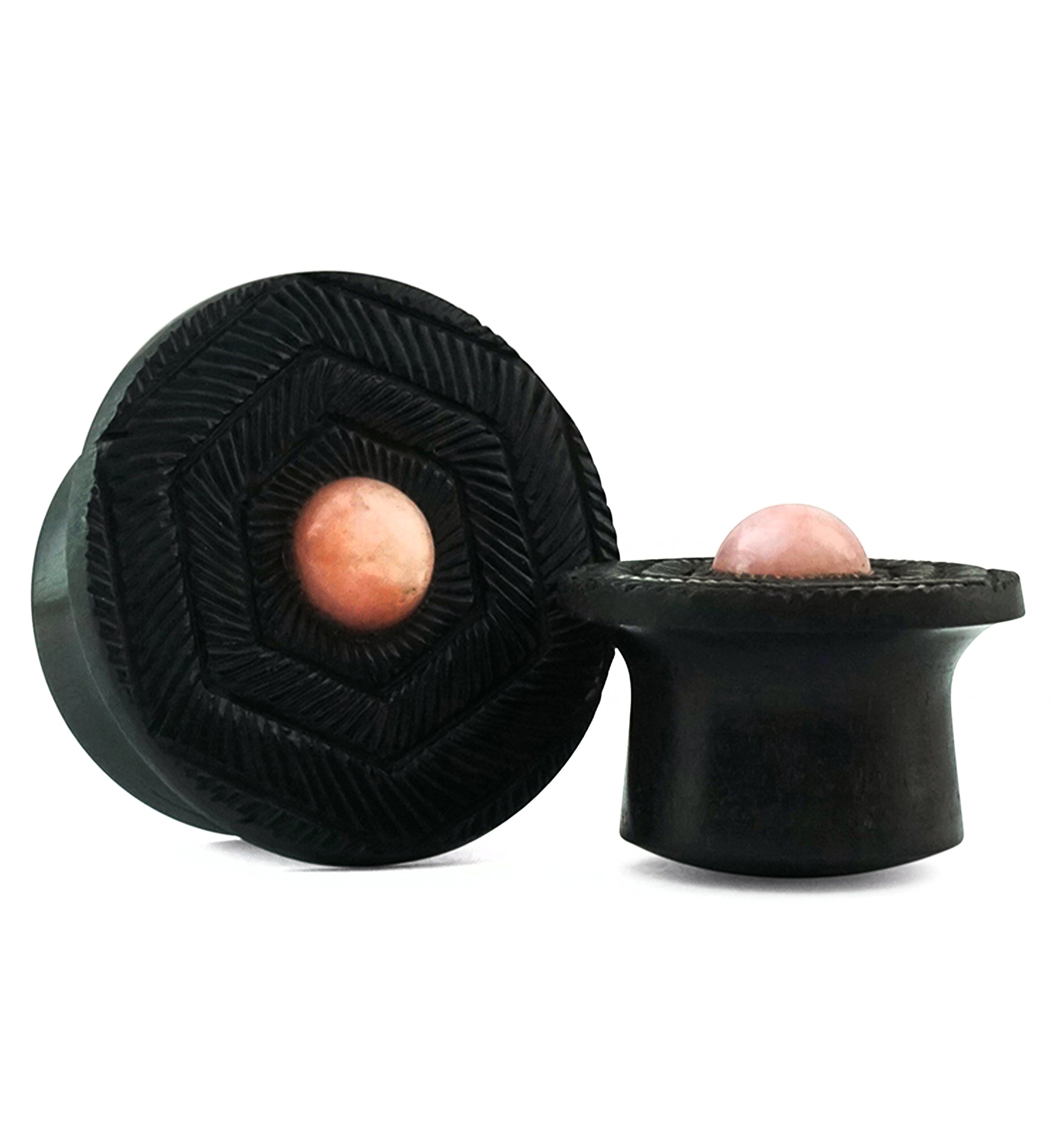 Boundary Geo Petalite Stone Inlay Areng Wood Mayan Flare Plugs (3/4 ...