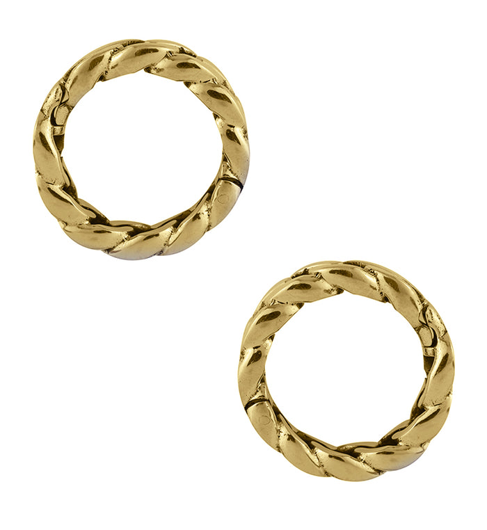 Brass Curb Chain Hoop Hinged Ear Weights