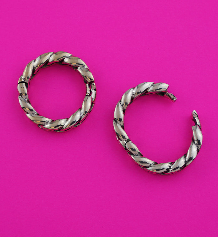 Brass Curb Chain Hoop Hinged Ear Weights