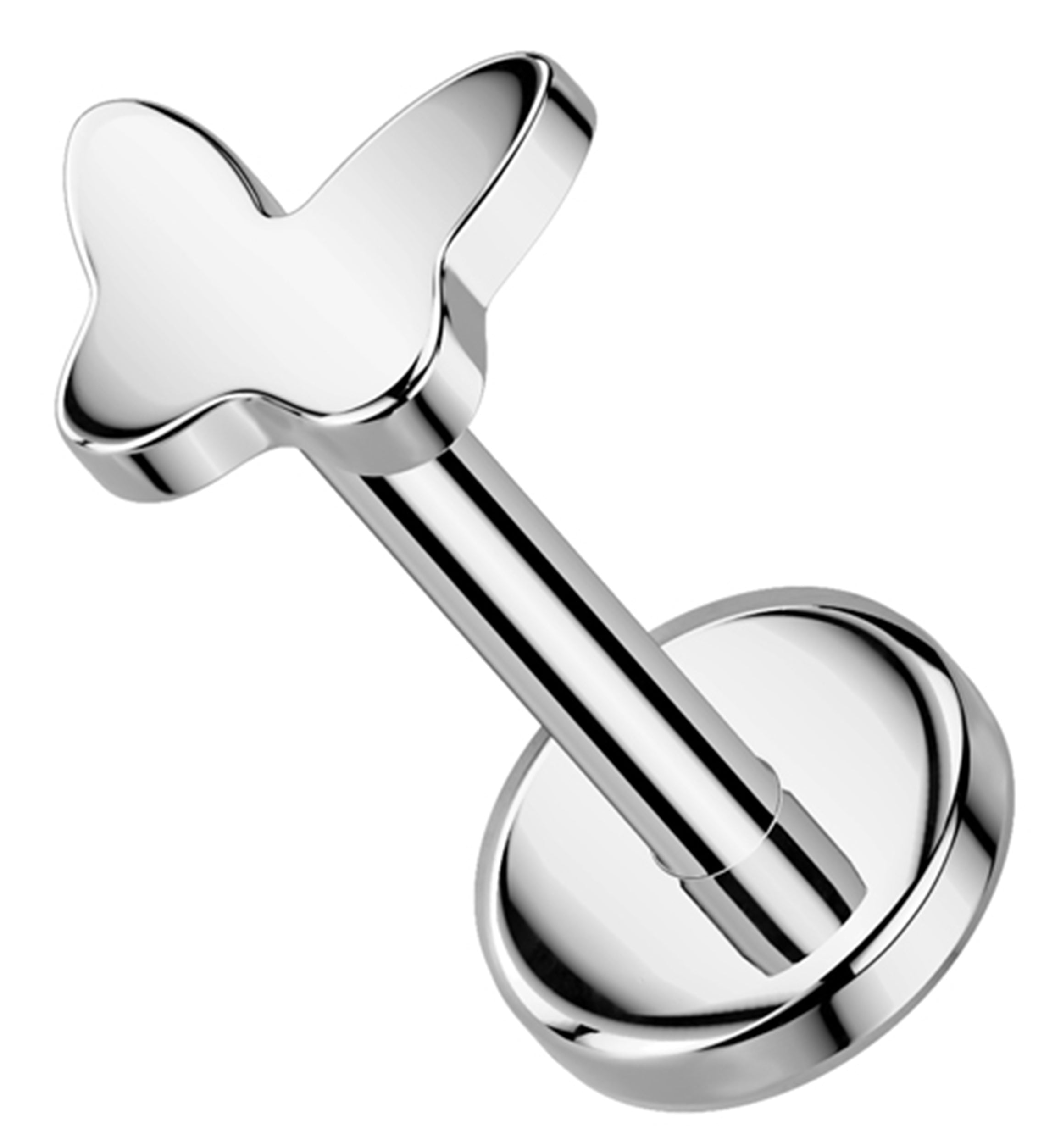Butterfly Threadless Titanium Flat Disk Labret | UrbanBodyJewelry.com