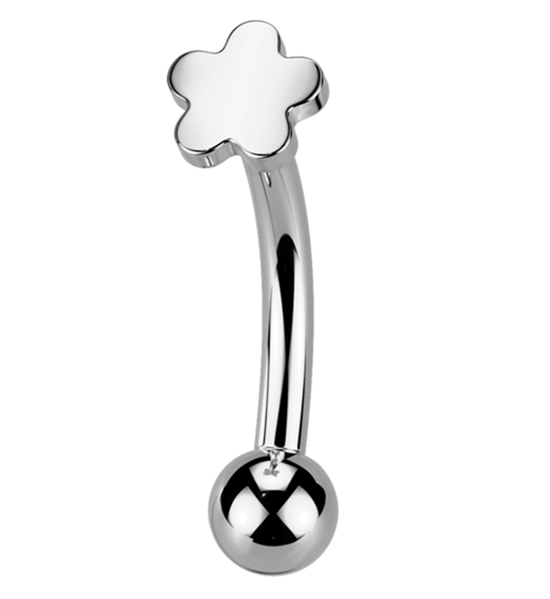 Bubble Flower Threadless Titanium Curved Barbell | UrbanBodyJewelry.com