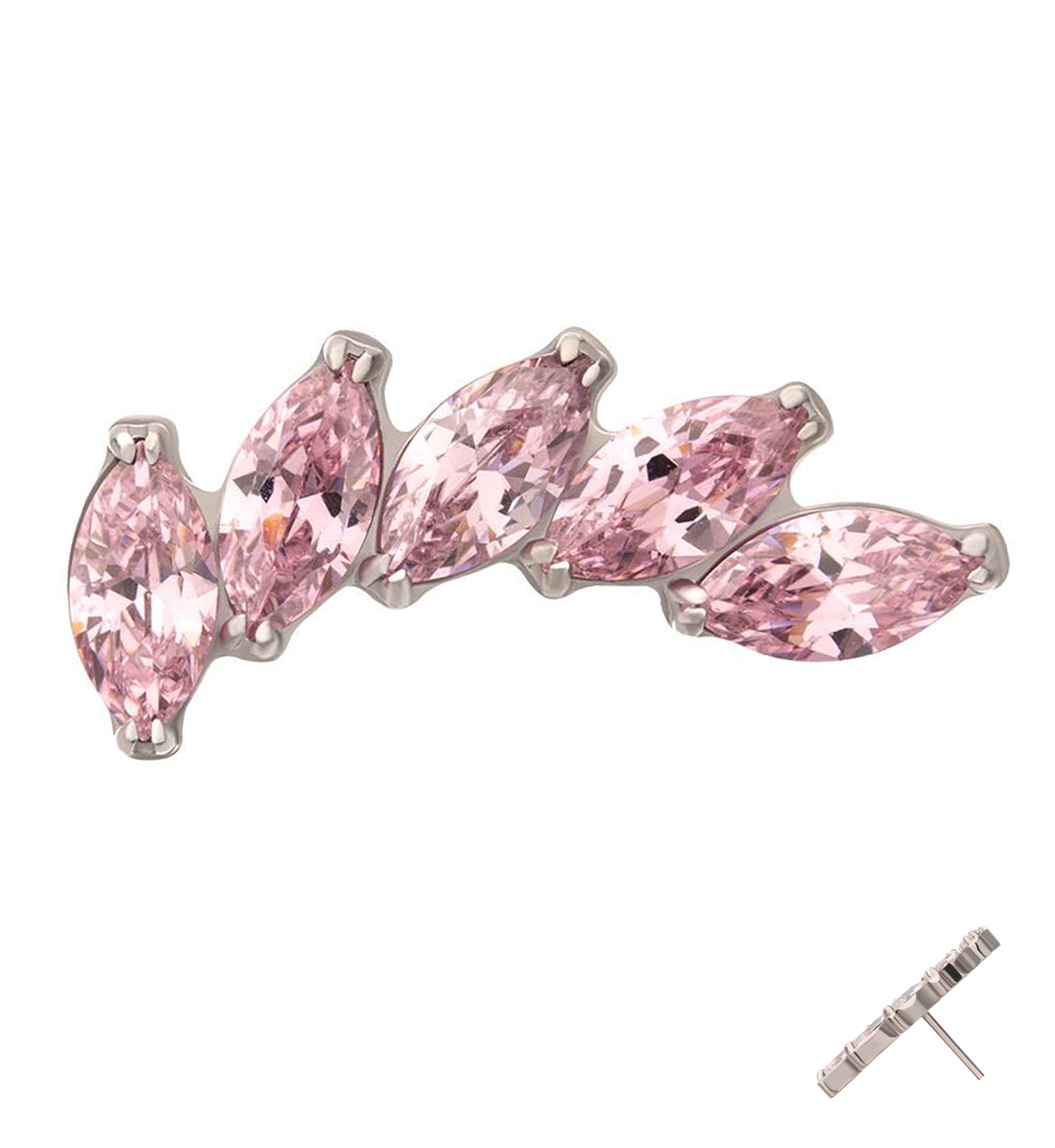 Cascade Pink CZ Titanium Threadless Top | UrbanBodyJewelry.com