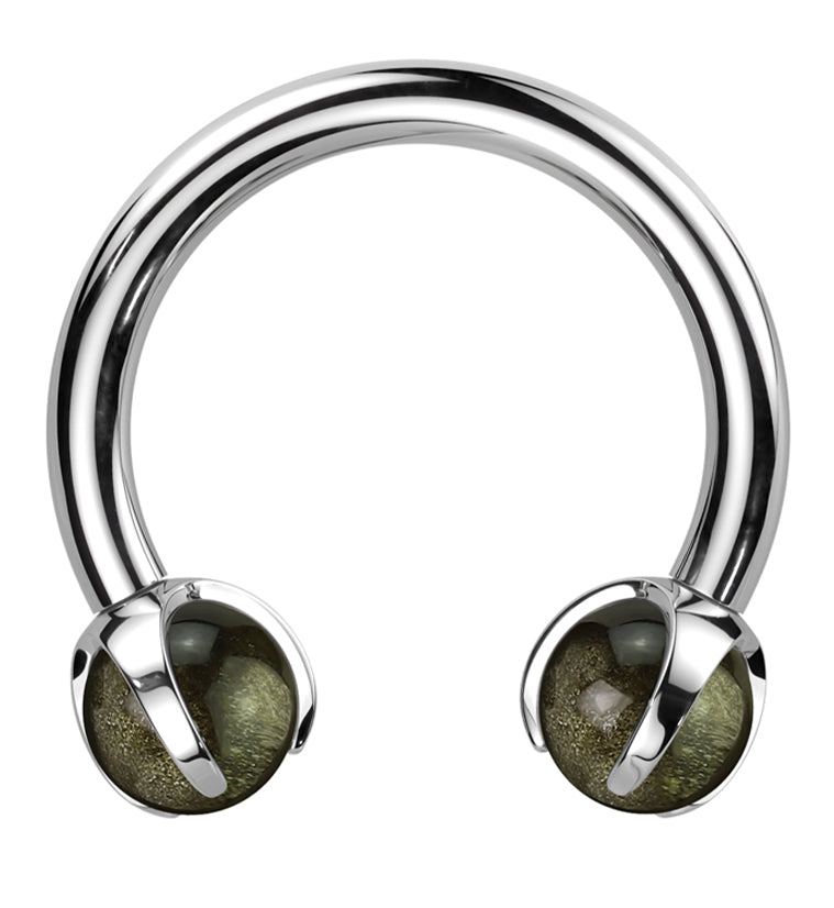Claw Obsidian Stone Titanium Internally Threaded Circular Barbell ...