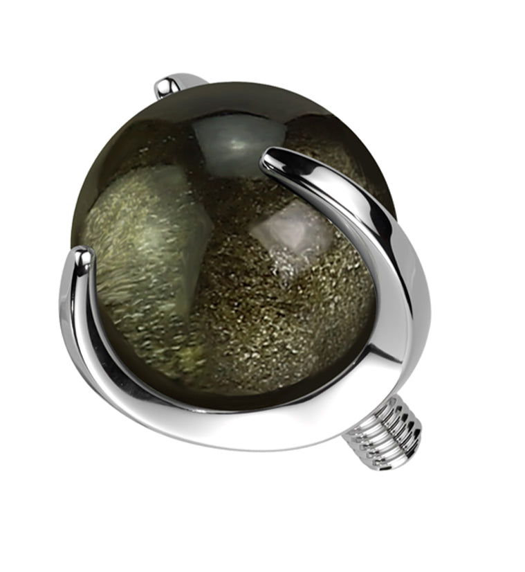Claw Obsidian Stone Titanium Internally Threaded Top | UrbanBodyJewelry.com