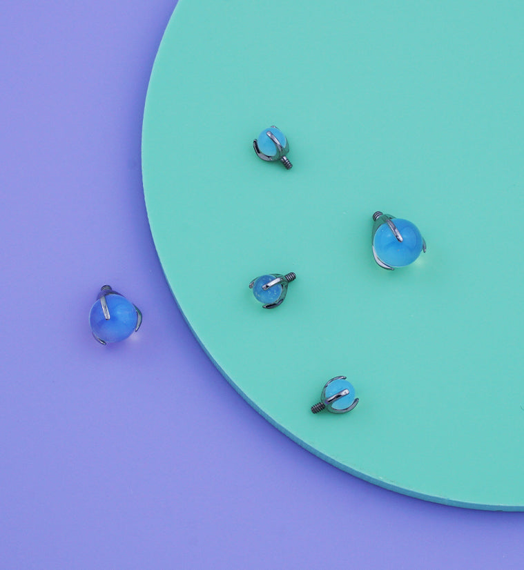 Claw Opalite Titanium Internally Threaded Top | UrbanBodyJewelry.com