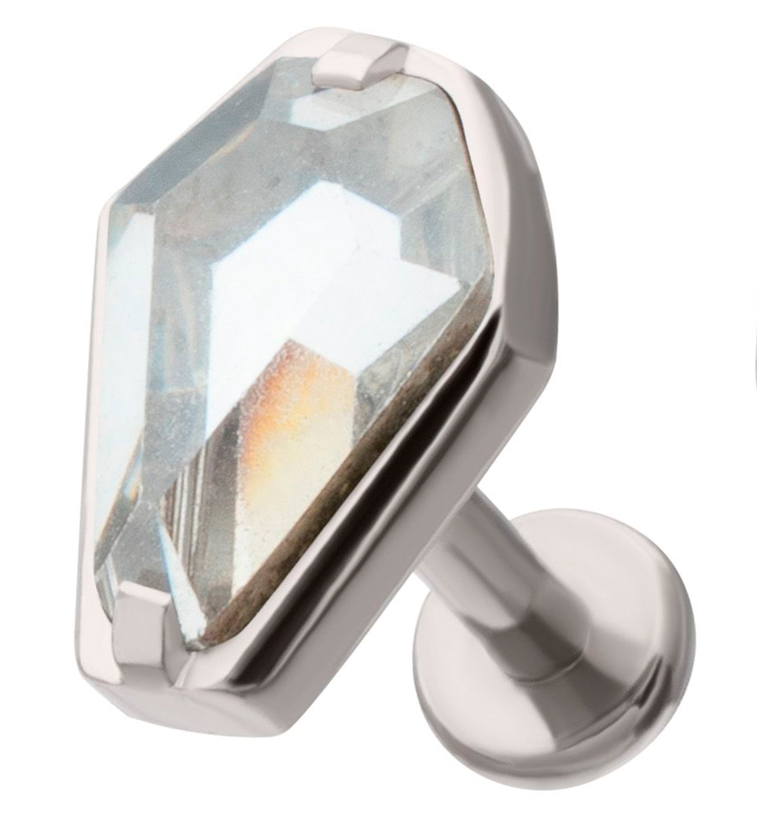 Coffin Clear CZ Stainless Steel Internally Threaded Labret ...