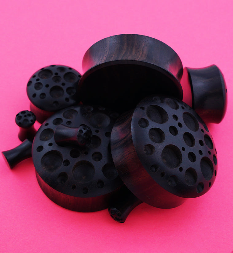 Crater Areng Wood Plugs (2 Gauge up to 1 & 1/2 Inch) | UrbanBodyJewelry.com