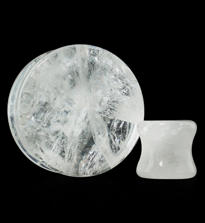 Crystal Quartz Stone Plugs (8G - 1 & 1/2" Inch) | UrbanBodyJewelry.com