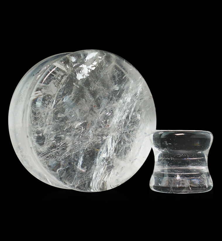 Crystal Quartz Stone Plugs (8G - 1 & 1/2" Inch) | UrbanBodyJewelry.com