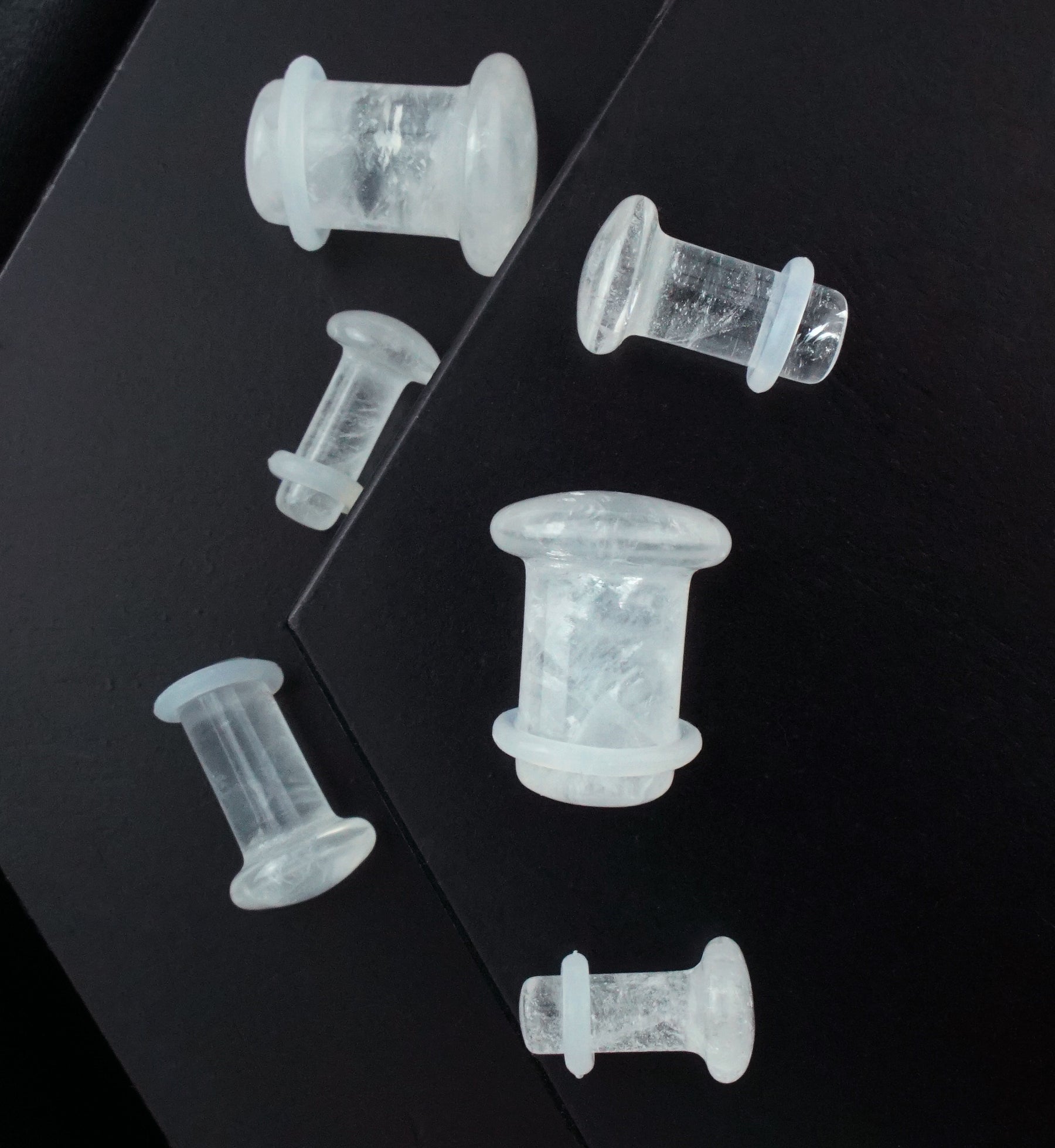 Crystal Quartz Stone Plugs - Single Flare (8 Gauge - 1/2")f