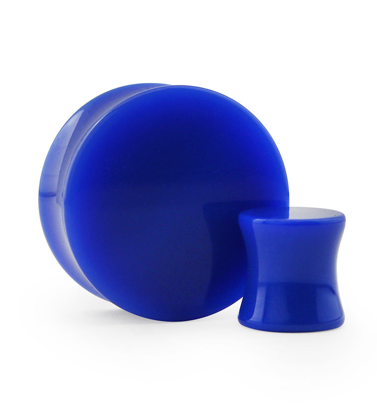 Blue Double Flare Solid Plugs (8 Gauge - 1 Inch) | UrbanBodyJewelry.com