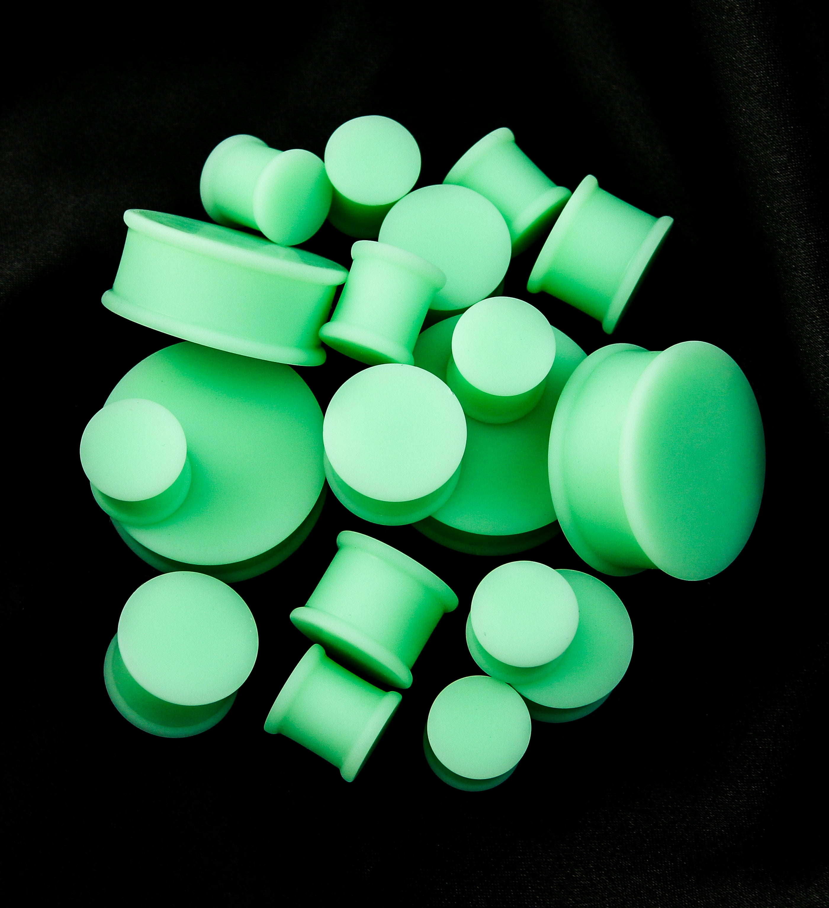 Double Flare Mint Green Silicone Plugs (8 Gauge - 1 & 1/2")