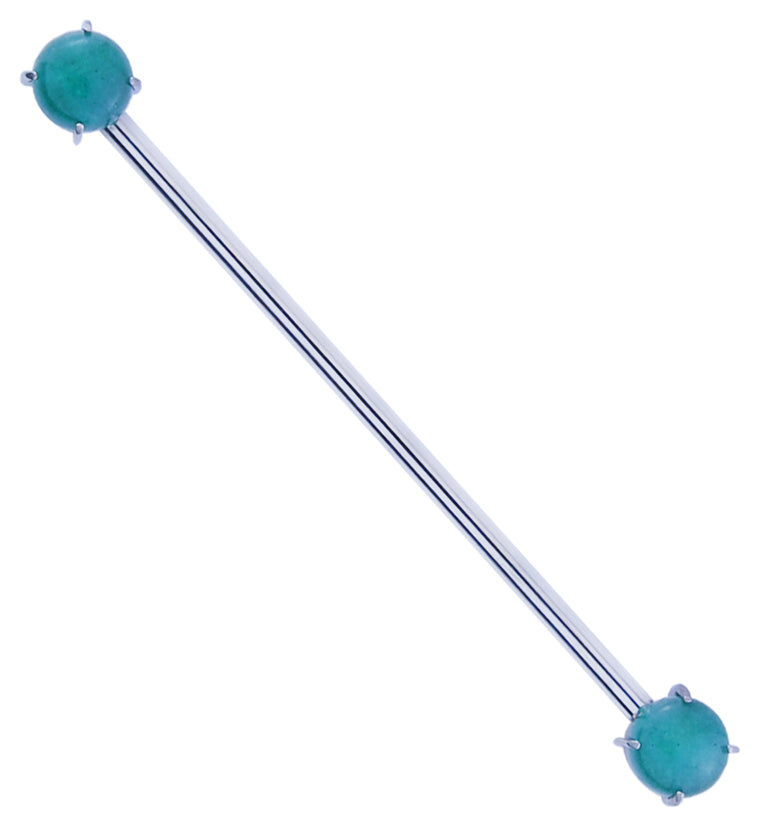 Double Green Aventurine Stone Threadless Titanium Industrial Barbell ...