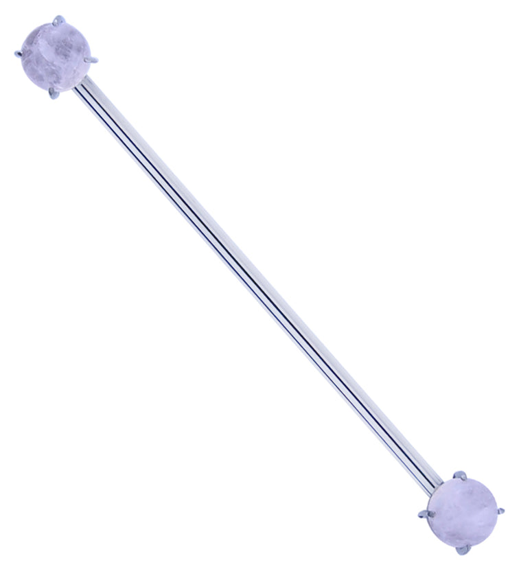 Double Rose Quartz Stone Threadless Titanium Industrial Barbell ...