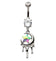 Dripping Half Moon Rainbow Aurora Star CZ Stainless Steel Belly Button