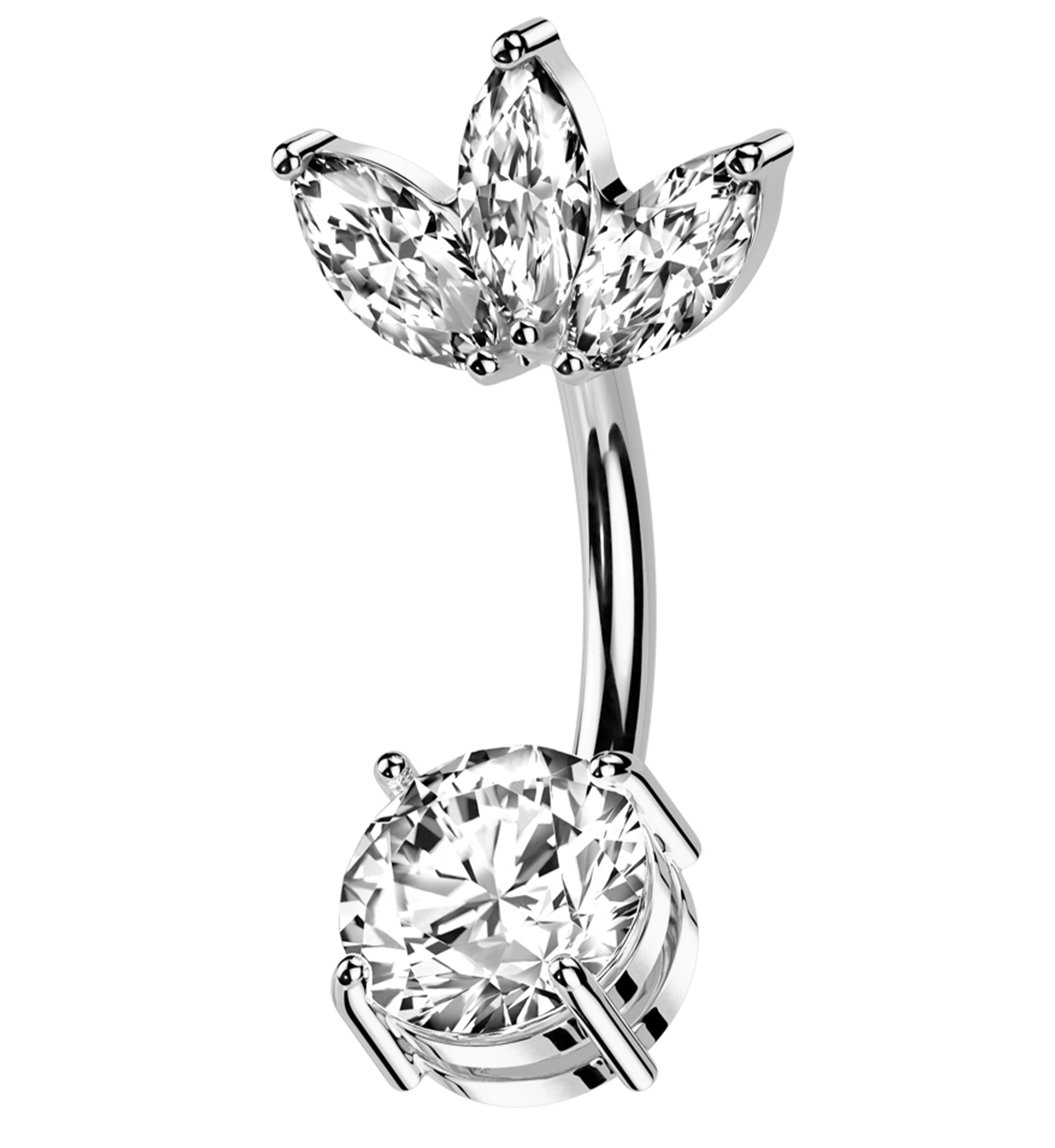 Empress Top Clear CZ Stainless Steel Belly Button Ring ...