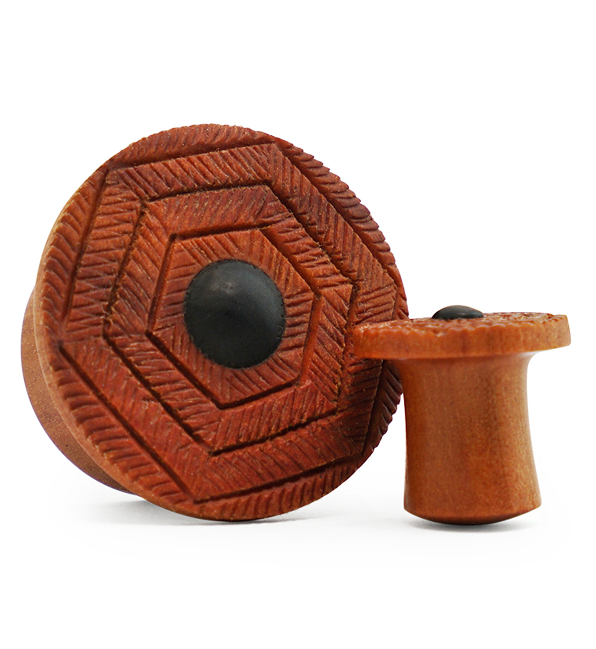 Boundary Geo Saba Wood With Dark Wood Inlay Mayan Flare Plugs ...