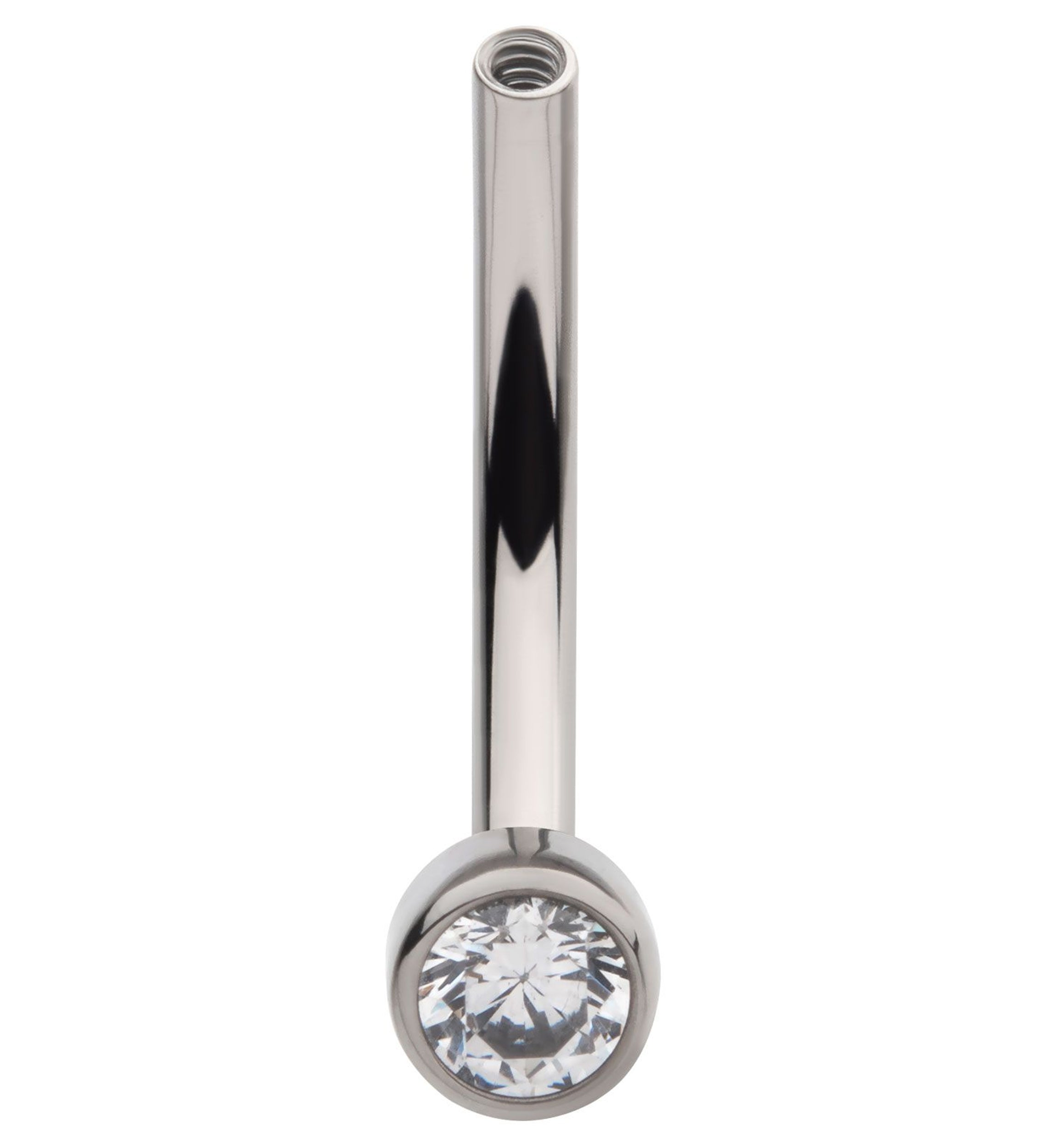 Flat Single CZ Titanium Curved Internally Threaded Barbell ...