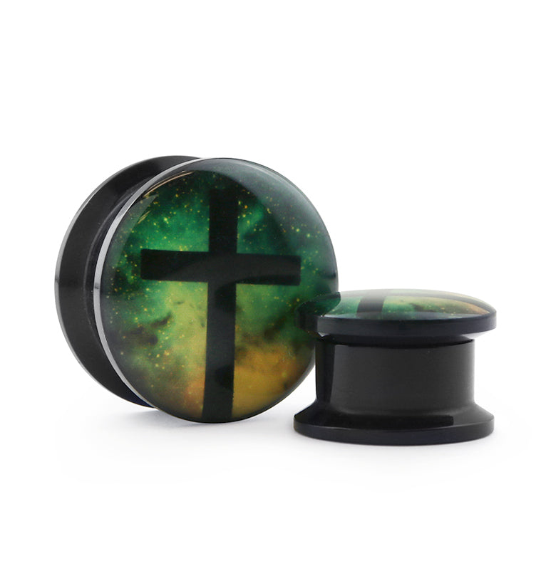 Galaxy Cross Plugs (2G - 1 Inch) Sold In Pairs | UrbanBodyJewelry.com