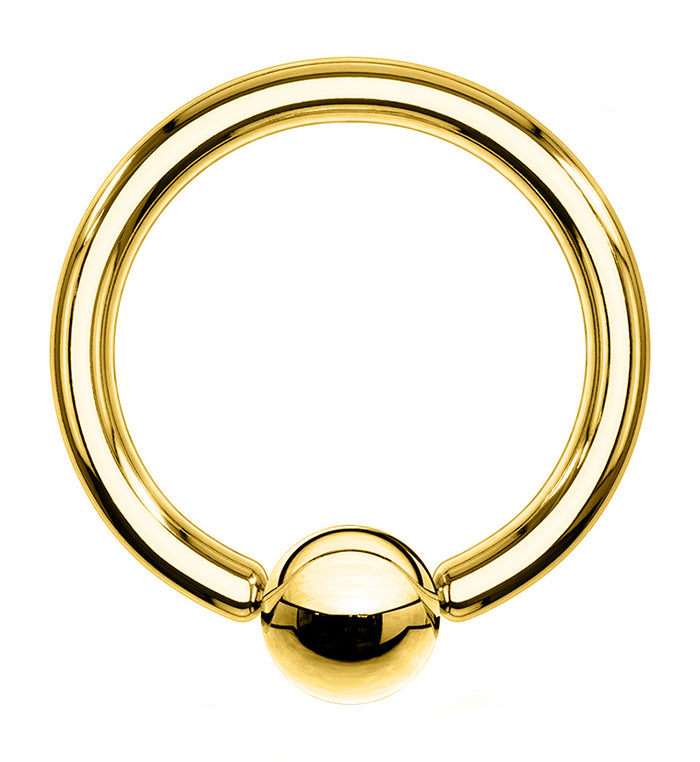 Gold Plated Steel Captive Rings (18 Gauge - 2 Gauge) | UrbanBodyJewelry.com