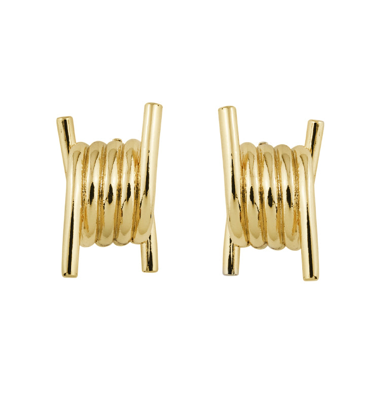 Gold PVD Barbed Wire Hinged Ear Hangers | UrbanBodyJewelry.com