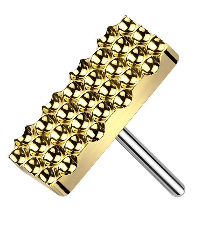 Gold PVD Beaded Rectangle Titanium Threadless Top | UrbanBodyJewelry.com